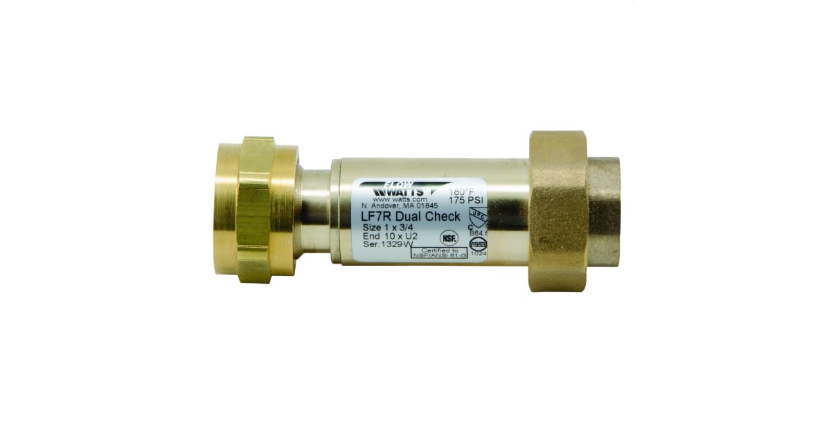 Watts 0072207 1 X 3/4" Lead Free Residential Dual Check Valve with ...