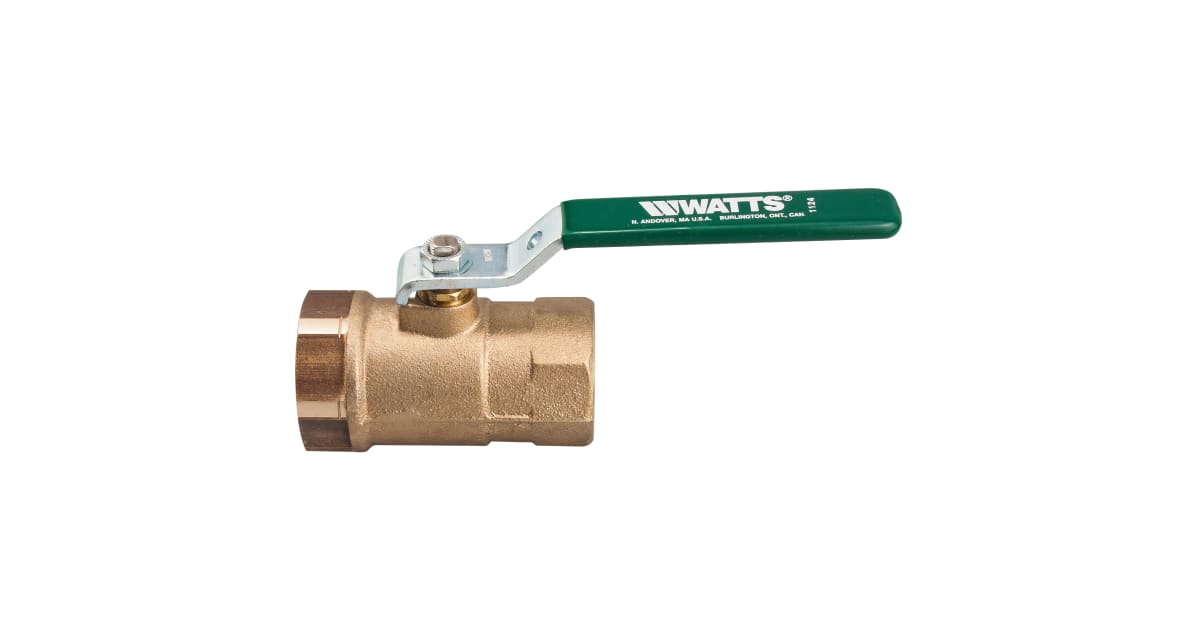 Watts 0555189 LFB6000 1-1/4" 2-Piece Lead Free Ball Valve with Threaded ...