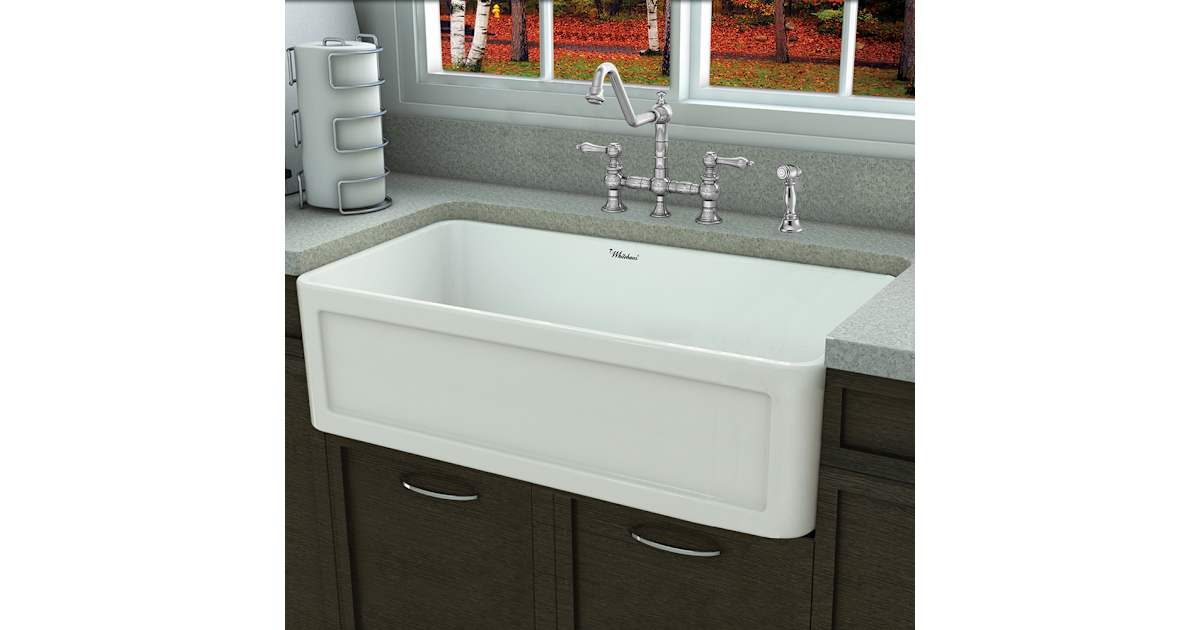 Whitehaus WHPLCON3319-WHITE Reversible 33" Farmhouse Single Basin ...