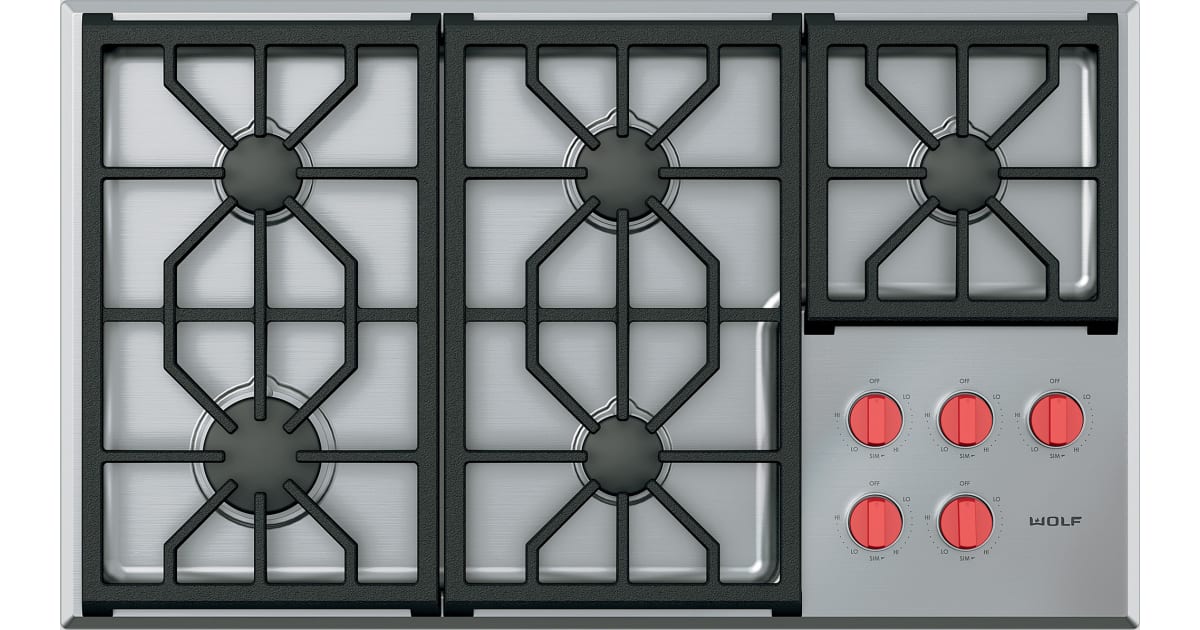 Wolf CG365P/S/LP Pro 36 Inch Wide 5 Burner Professional Liquid Propane ...