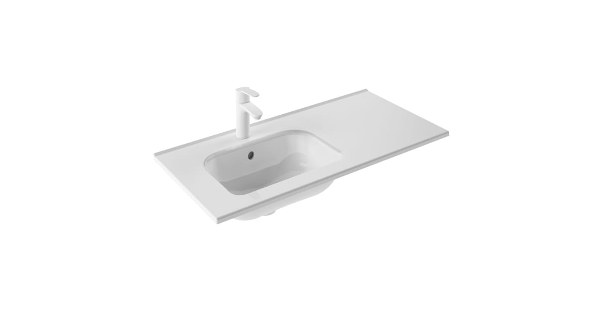 WS Bath Collections Slim 90 Slim 35-3/8" Rectangular Ceramic Drop In ...