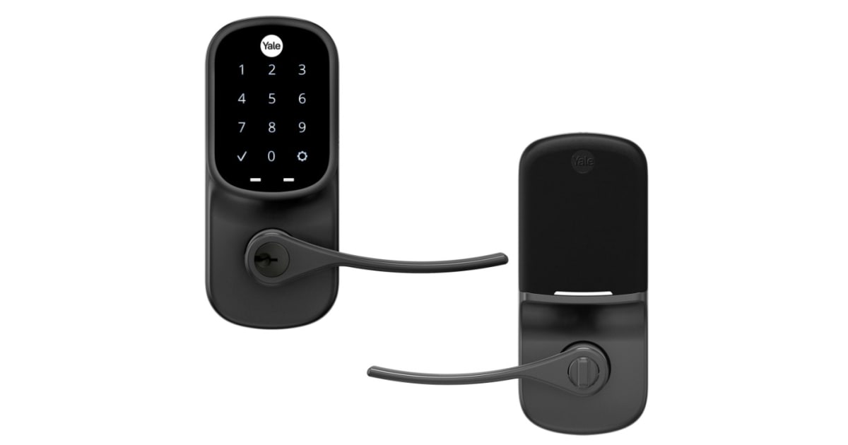 Yale YRL226ZW2BSP Electronic Single Cylinder Keyless Entry Lever Set ...