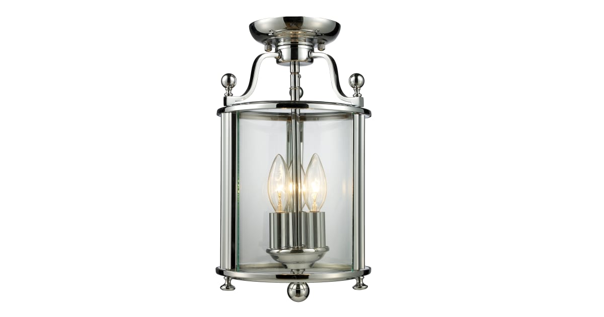 Z-Lite 134SF Wyndham 3 Light Semi-Flush Ceiling Fixture with Clear ...