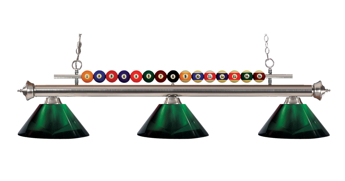 Z-Lite 170BN-ARG Shark 3 Light 58" Wide Billiard Chandelier with Green ...