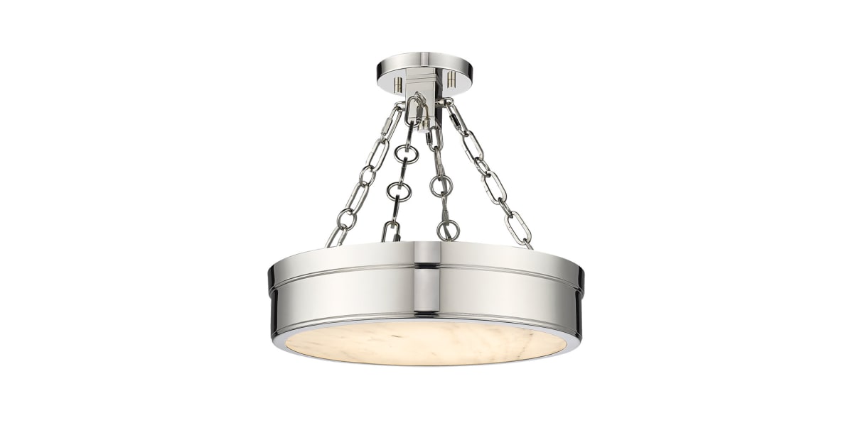 Z-Lite 1944SF15-PN-LED Anders 15" Wide LED Semi-Flush Drum Ceiling ...
