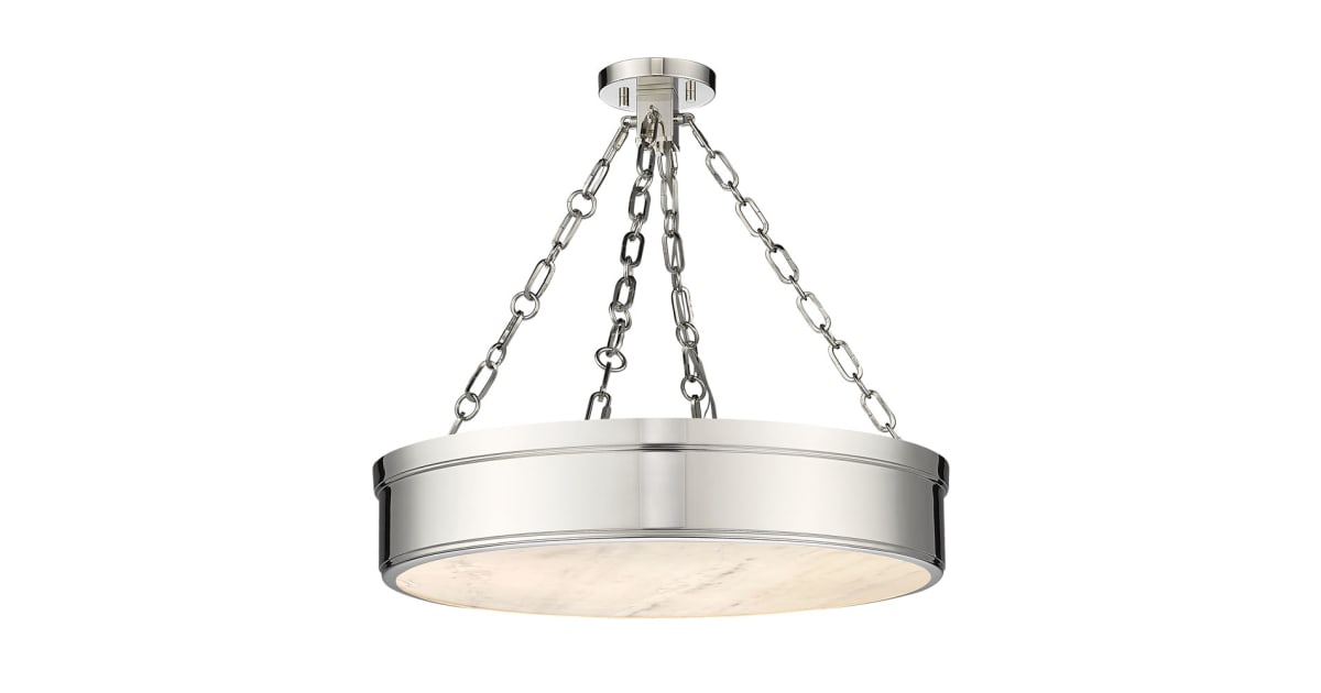 Z-Lite 1944SF22-PN-LED Anders 3 Light 22" Wide LED Semi-Flush Drum ...