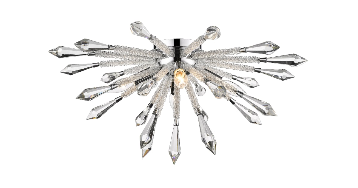 Z-Lite 4002F4 Soleia 4 Light 24" Wide Crystal Sputnik Ceiling Light ...