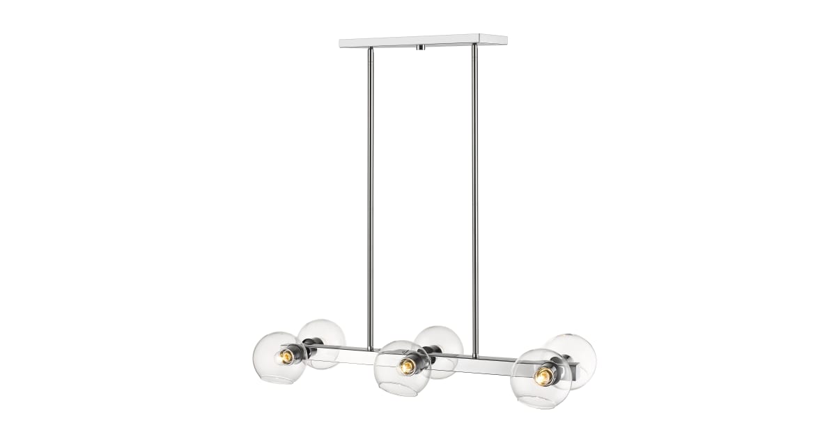 Z-Lite 455-6L-CH Marquee 6 Light 34" Wide Clear Glass Orb Linear ...