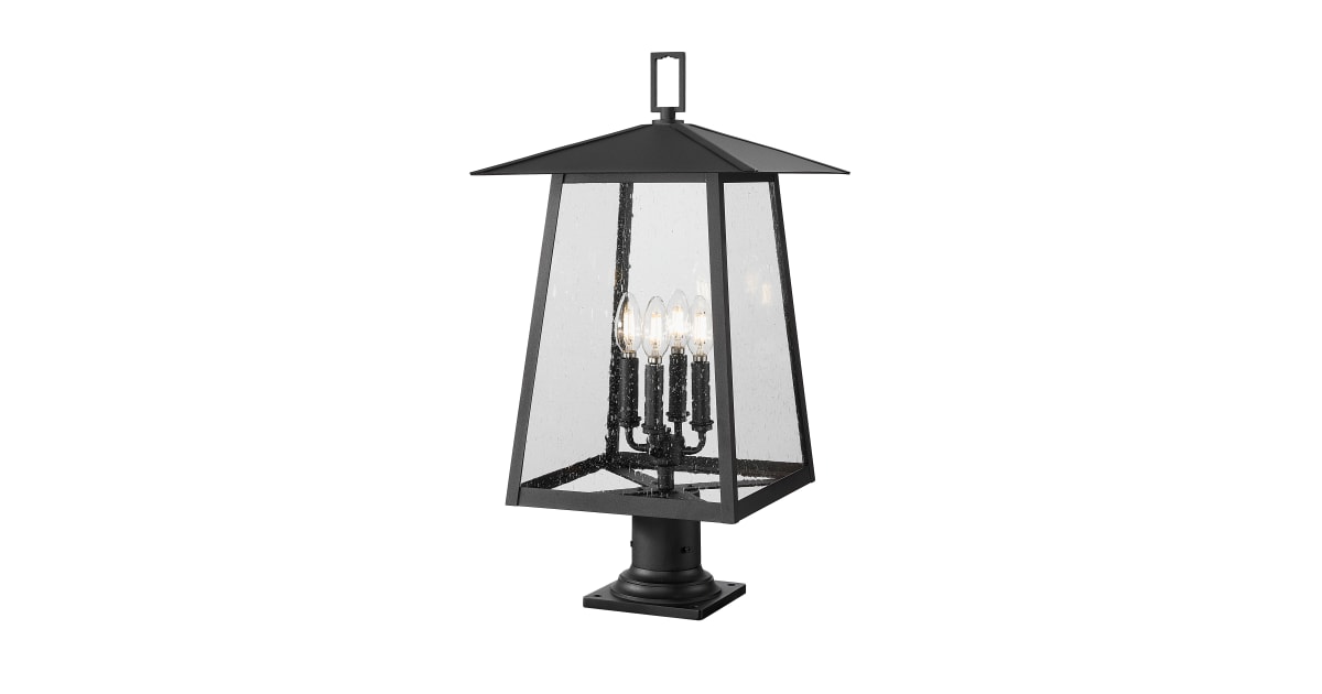 Z-Lite 5015PHBR-533PM-BK Rainer 4 Light 27" Tall Marine Grade Post ...