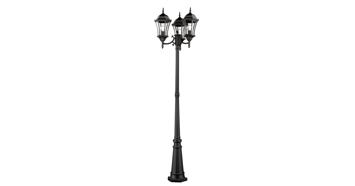 Z-Lite 522MP3-BK Wakefield 3 Light Outdoor Post Light with Clear ...