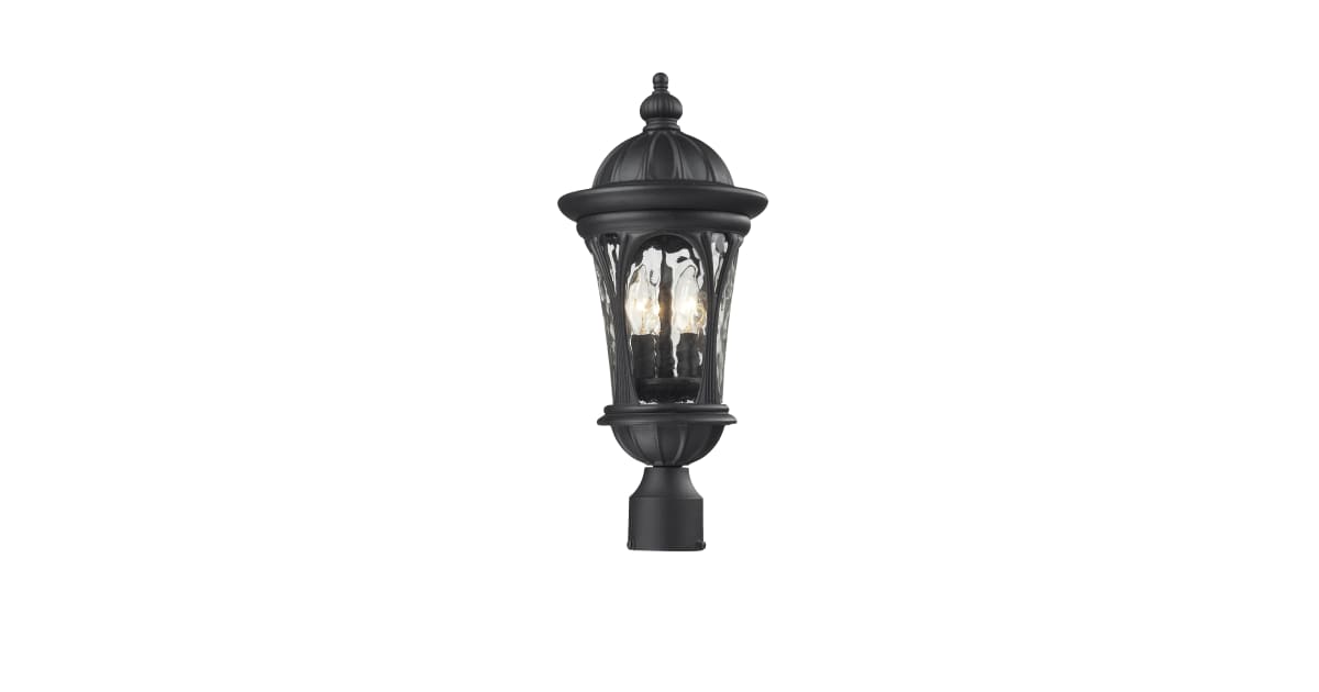 Z-Lite 543PHM-BK Doma 20" Tall 3 Light Outdoor Post Light with Water ...