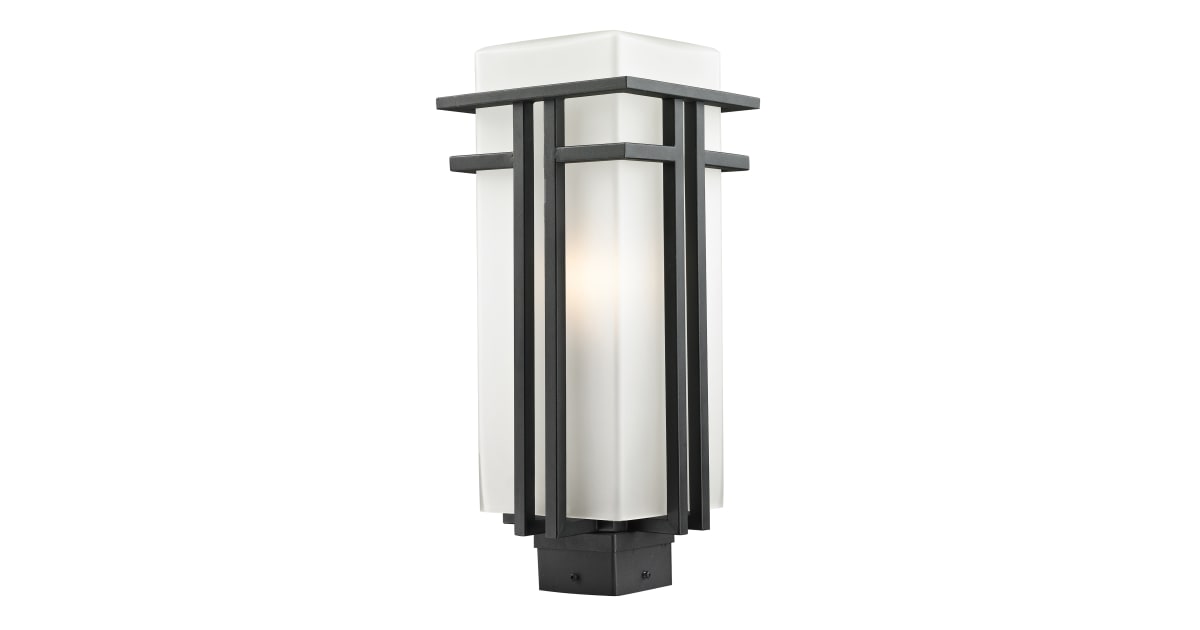 Z-Lite 549PHB-BK Abbey 1 Light Outdoor Post Light with Matte Opal Shade | Ferguson Home