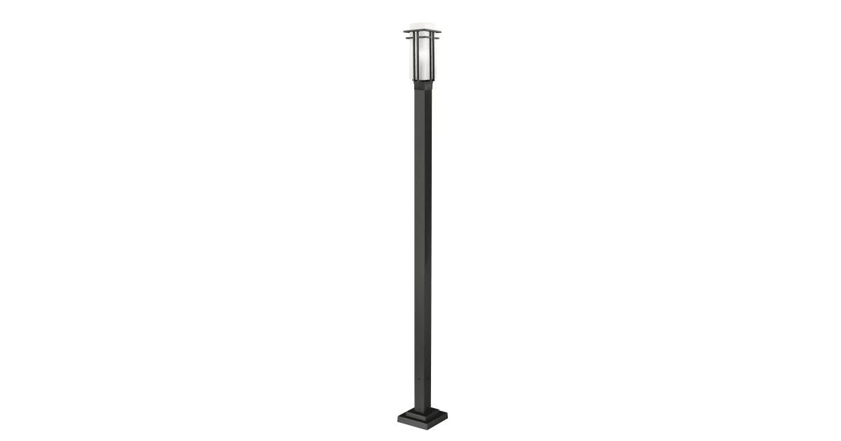 Z-Lite 549PHM-536P-BK Abbey 1 Light Outdoor Post Light with Matte Opal Shade | Ferguson Home