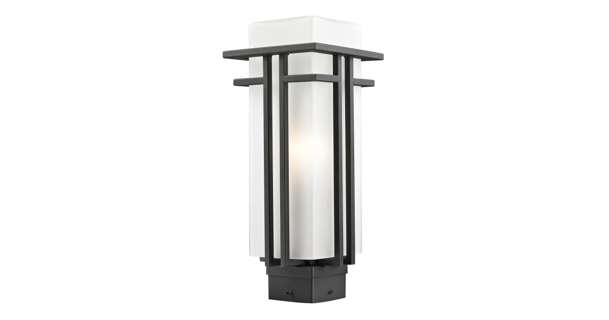 Z-Lite 549PHM-BK Abbey 1 Light Outdoor Post Light with Matte Opal Shade ...