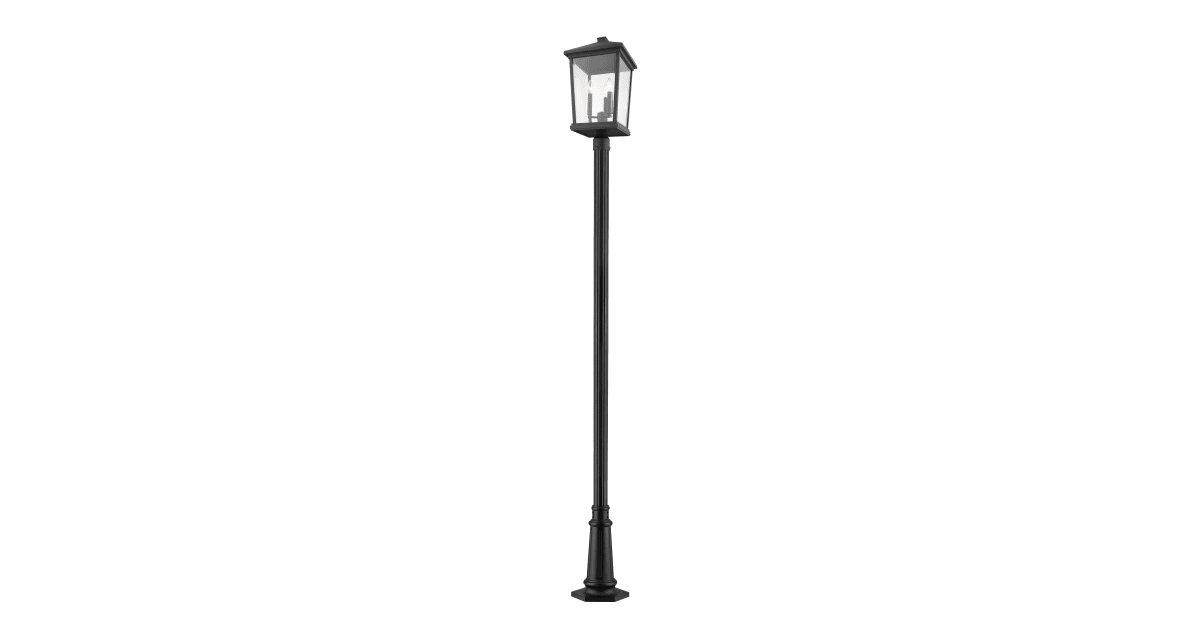 Z-Lite 568PHXLR-557P-BK Beacon 3 Light 106" Tall Outdoor Single Head Post Light with 12" Base ...