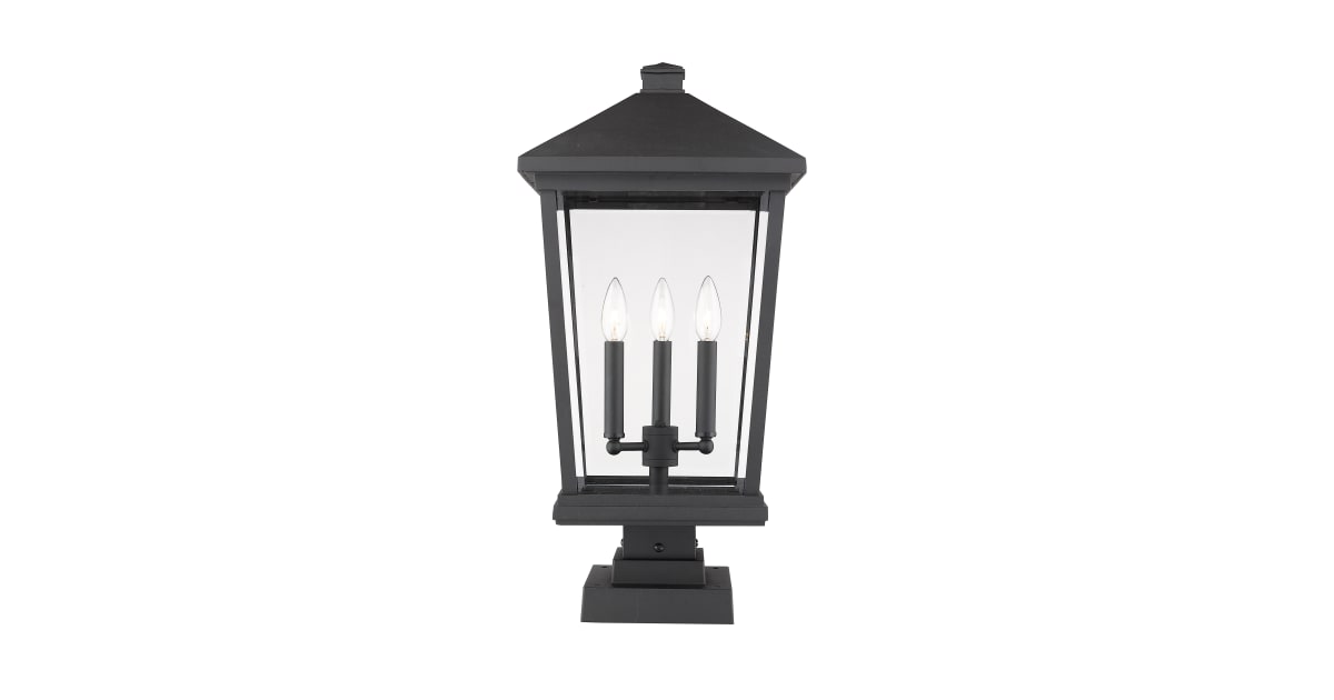 Z-Lite 568PHXLS-SQPM-BK Beacon 3 Light 23" Tall Outdoor Pier Mount Post Light | Ferguson Home