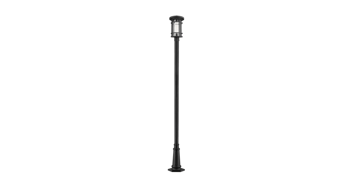 Z-Lite 570PHB-557P-BK Jordan 112" Tall Outdoor Single Head Post Light with 12-1/2" Base ...