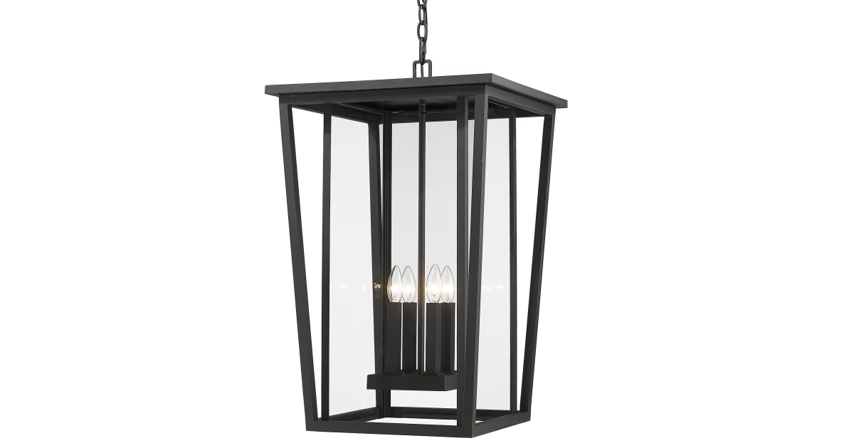 Z-Lite 571CHXXL-BK Seoul 4 Light 18" Wide Outdoor Taper Candle Multi Light Pendant | Ferguson Home