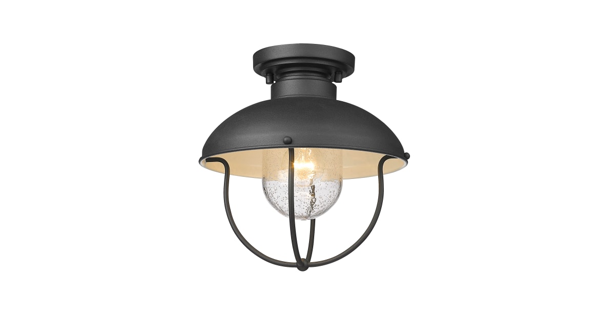 Z-Lite 590F-BK Ansel 11" Wide Outdoor Semi-Flush Ceiling Fixture | Ferguson Home