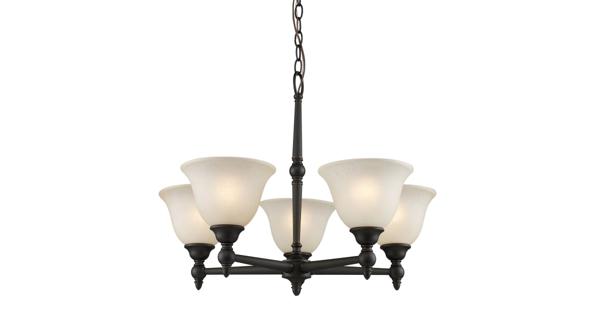 Z-Lite 904-5 Clayton 5 Light 1 Tier Chandelier with Antique Ivory Shade ...