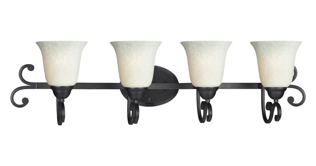 Z-Lite 139-4V 4 Light Up Lighting Bathroom Fixture with Glass Bell ...