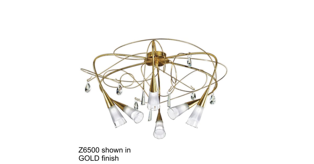 Zaneen Z6500ALU Flute 30.25" Semi-Flush 6 Light Ceiling Fixture ...