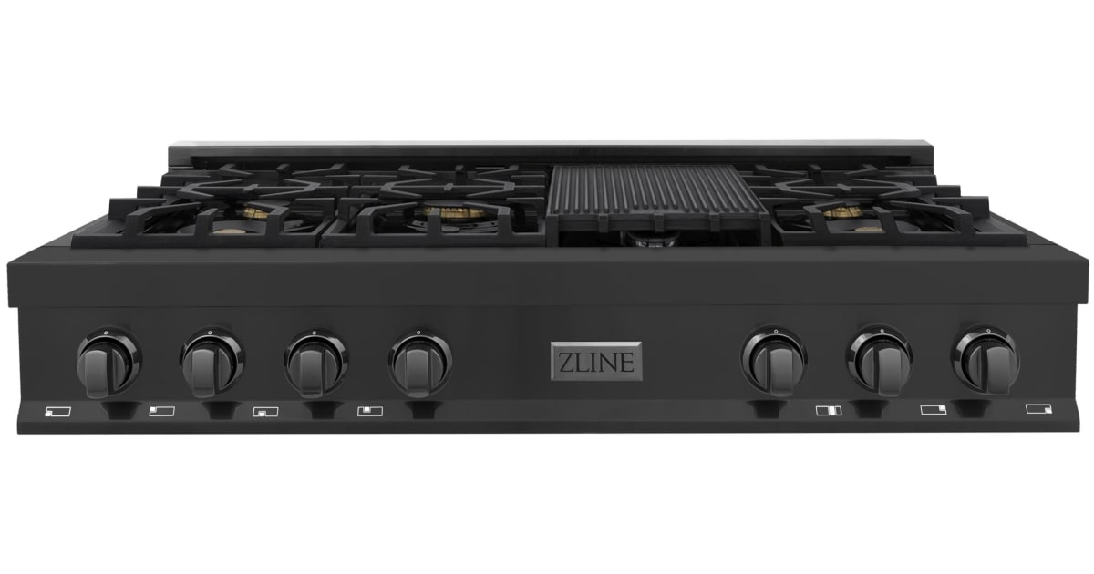 ZLINE RTB-BR-48 48 Inch Wide 7 Burner Natural Gas Rangetop with Brass ...