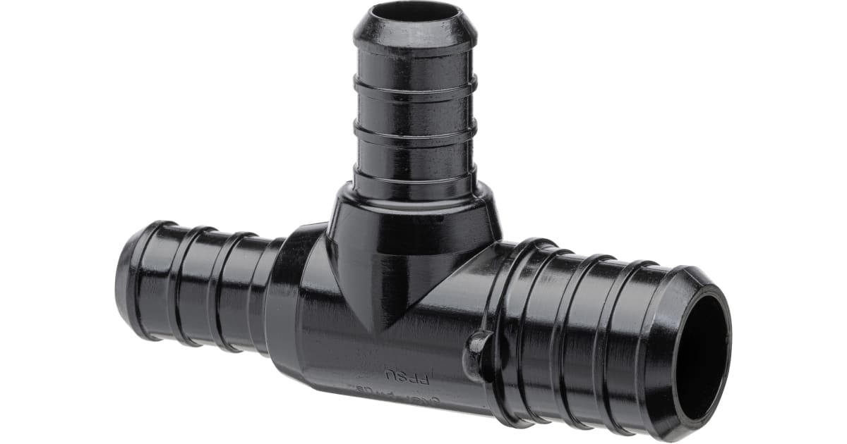 Zurn QQPT433X Qicksert Polymer Tee - 3/4" Barb X 1/2" Barb X 1/2" Barb ...