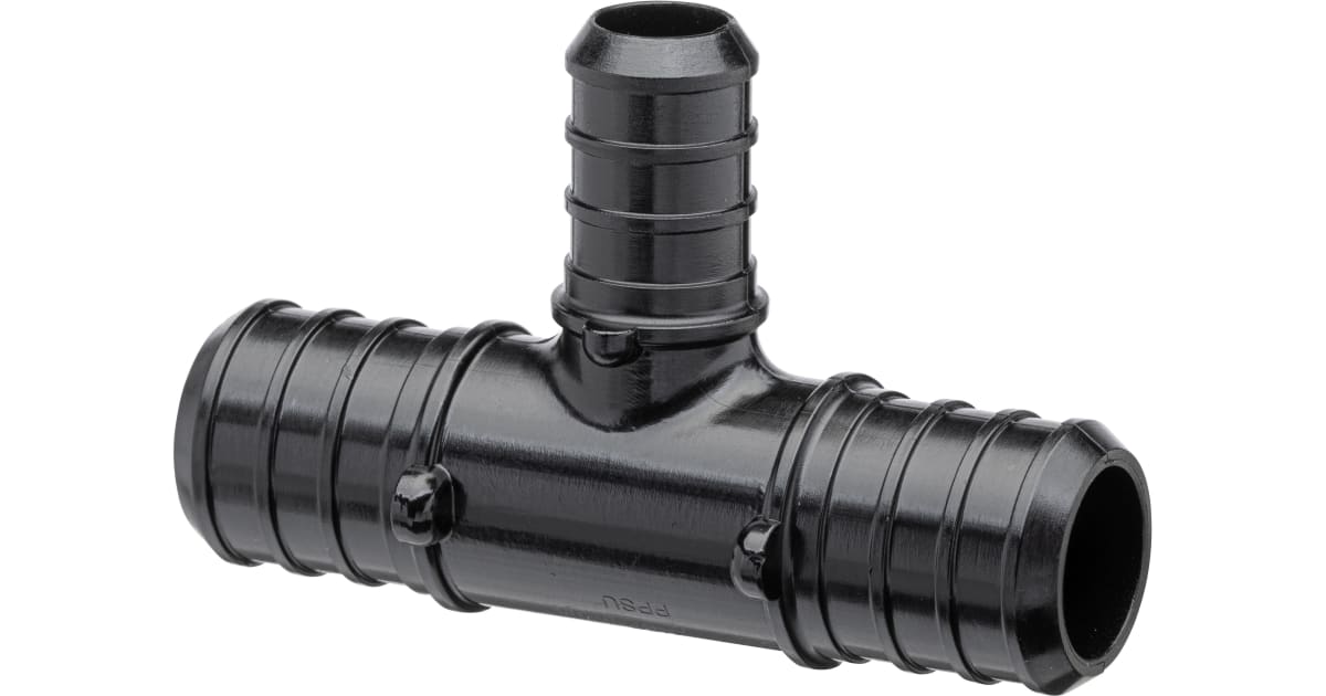 Zurn QQPT443X Qicksert Polymer Tee - 3/4" Barb X 3/4" Barb X 1/2" Barb ...