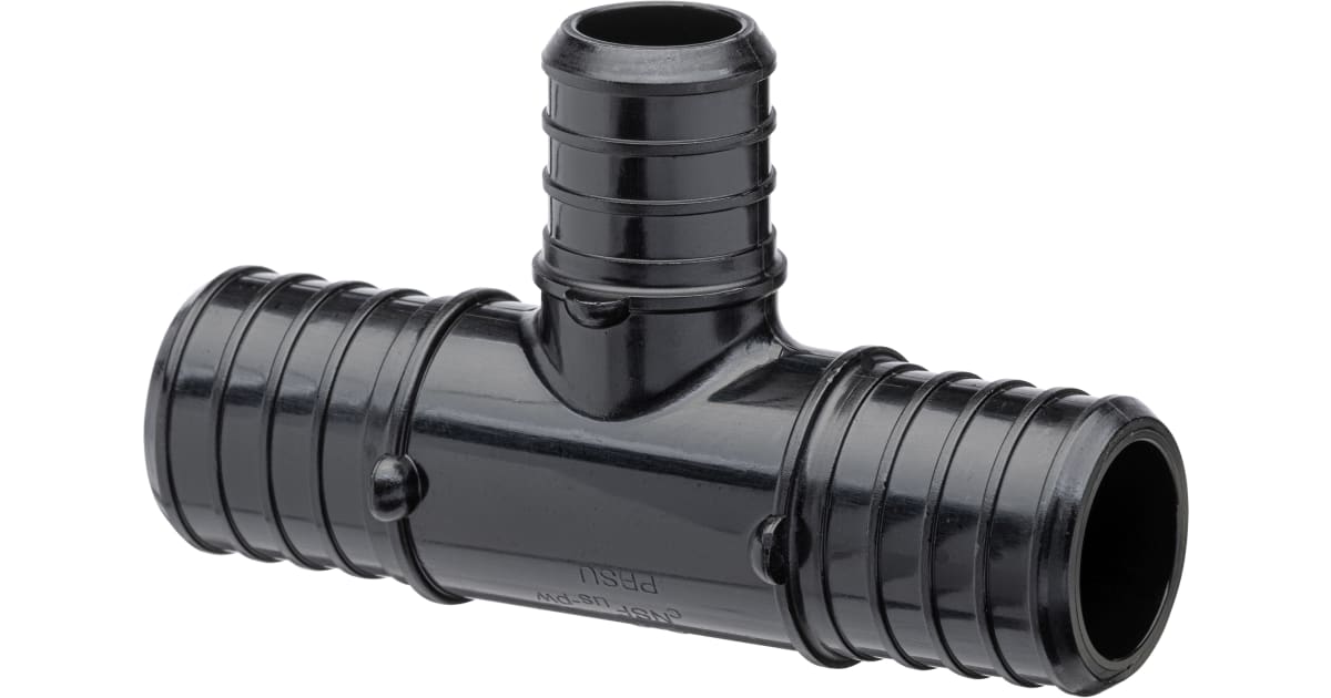 Zurn QQPT554X Qicksert Polymer Tee - 1" Barb X 1" Barb X 3/4" Barb ...