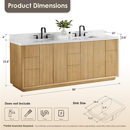 Altair 580084-WL-GW-NM Clayton 84" Free Standing Double Basin Vanity ...