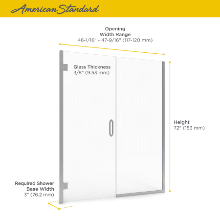 American Standard AM00814400.006 Shower Door Collection 72" High x 47-9 ...