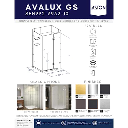 Aston SEN992F-NBR-3932-10 72" High x 39" Wide x 32" Deep Hinged ...