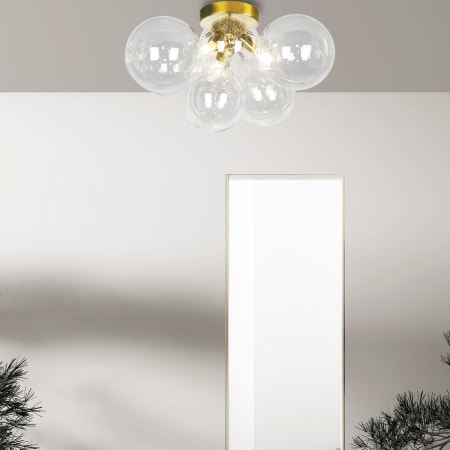 Dainolite CMT-143FH-CLR-AGB Comet 3 Light 14" Wide Semi-Flush Ceiling ...