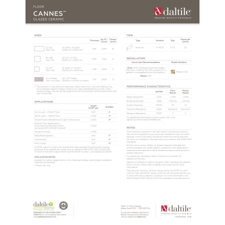 Daltile CA201212C1P Cannes - 12" x 12" Square Floor and Wall Tile ...