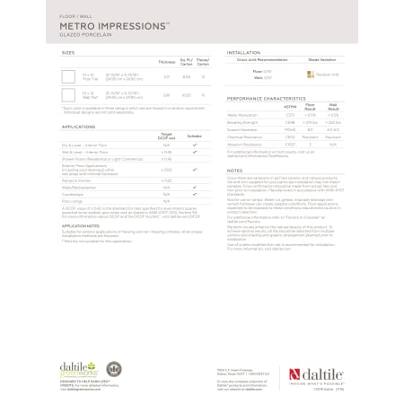 Daltile MI371010W1P Metro Impressions - 9-13/16" Square Floor and Wall ...