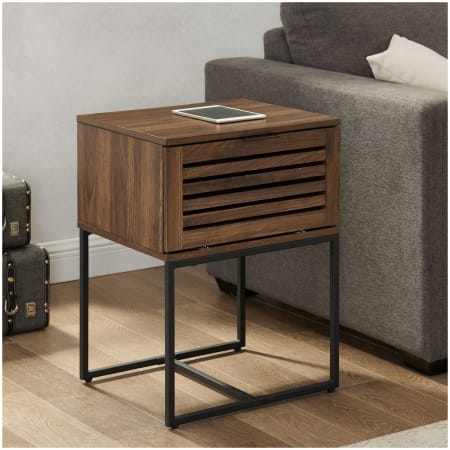 Delacora BDF18JACSTDW Jackson 18" W Mid-Century Modern Slat Door Side Table | Build.com