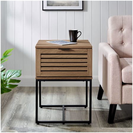 Delacora BDF18JACSTDW Jackson 18" W Mid-Century Modern Slat Door Side Table | Build.com