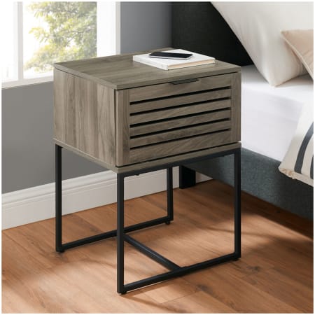 Delacora BDF18JACSTDW Jackson 18" W Mid-Century Modern Slat Door Side ...