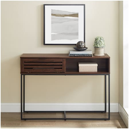 Delacora BDF42JACETDW Jackson - Modern 42" W Console Sofa Entry Table with Slat Door Storage ...