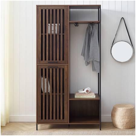 Delacora BDT72SLDDW Mercury 36" W Rustic Industrial Slat Wood Door ...