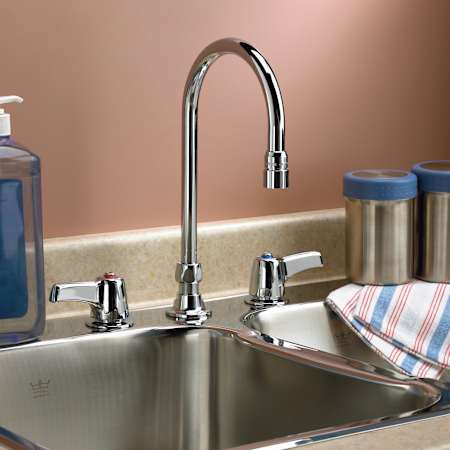 Delta 27C2953 Double Handle 0.5GPM Ceramic Disc Below Deckmount Kitchen ...