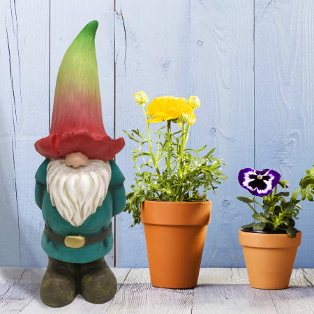 Design House 395863 12 Inch Tall Garden Gnome with Flower Hat Lawn ...