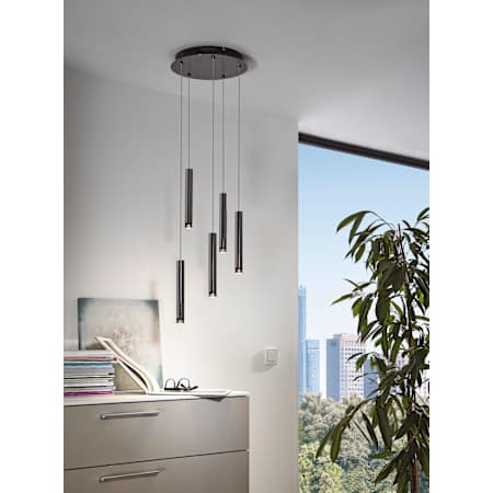 Eglo 93925A Raparo 4 Light LED 27" Wide Pendant with Black Metal Shades ...
