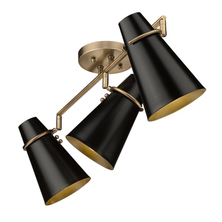 Golden Lighting 2122-3SF MBS-BLK Reeva 3 Light 29" Wide Semi-Flush ...
