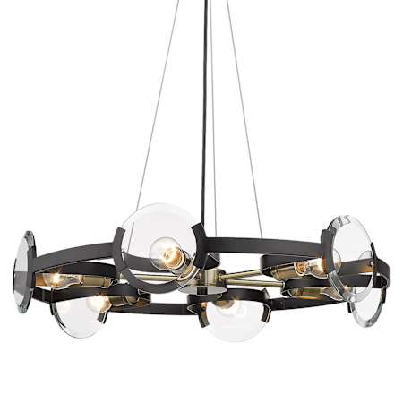 Golden Lighting 2635-6SF BLK-AB Amari 6 Light 27" Wide Semi-Flush ...