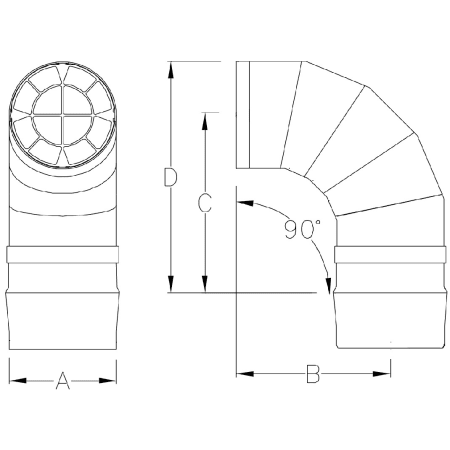 Heat-Fab 9614TERM 6" Saf-T Vent Seal 90° Screen Elbow Termination ...
