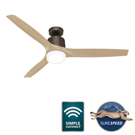 Hunter 51386 Neuron 60" 3 Blade Smart LED Indoor Ceiling Fan with ...