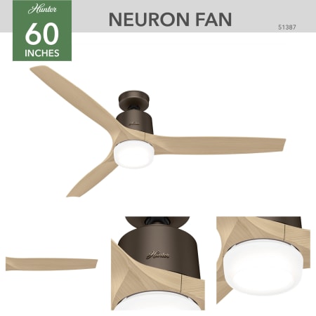 Hunter 51386 Neuron 60" 3 Blade Smart LED Indoor Ceiling Fan with ...