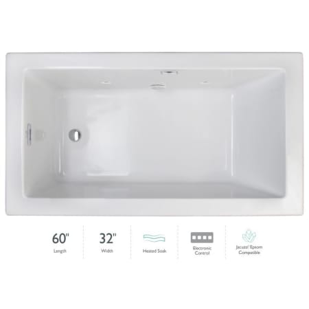 Jacuzzi PE55W59 Elara 60" Drop-In Soaking Bathtub with Right Drain and ...